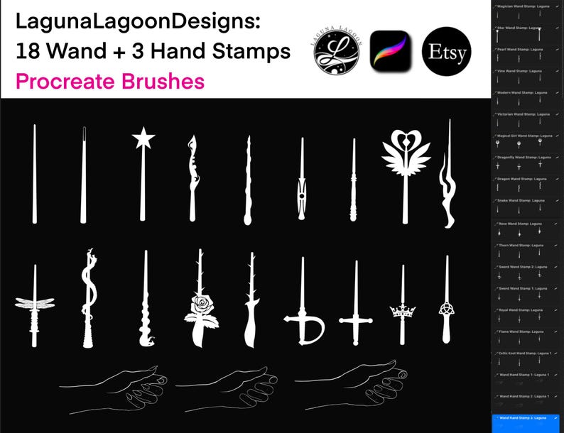 Procreate Wizard Wand Stamps - Etsy