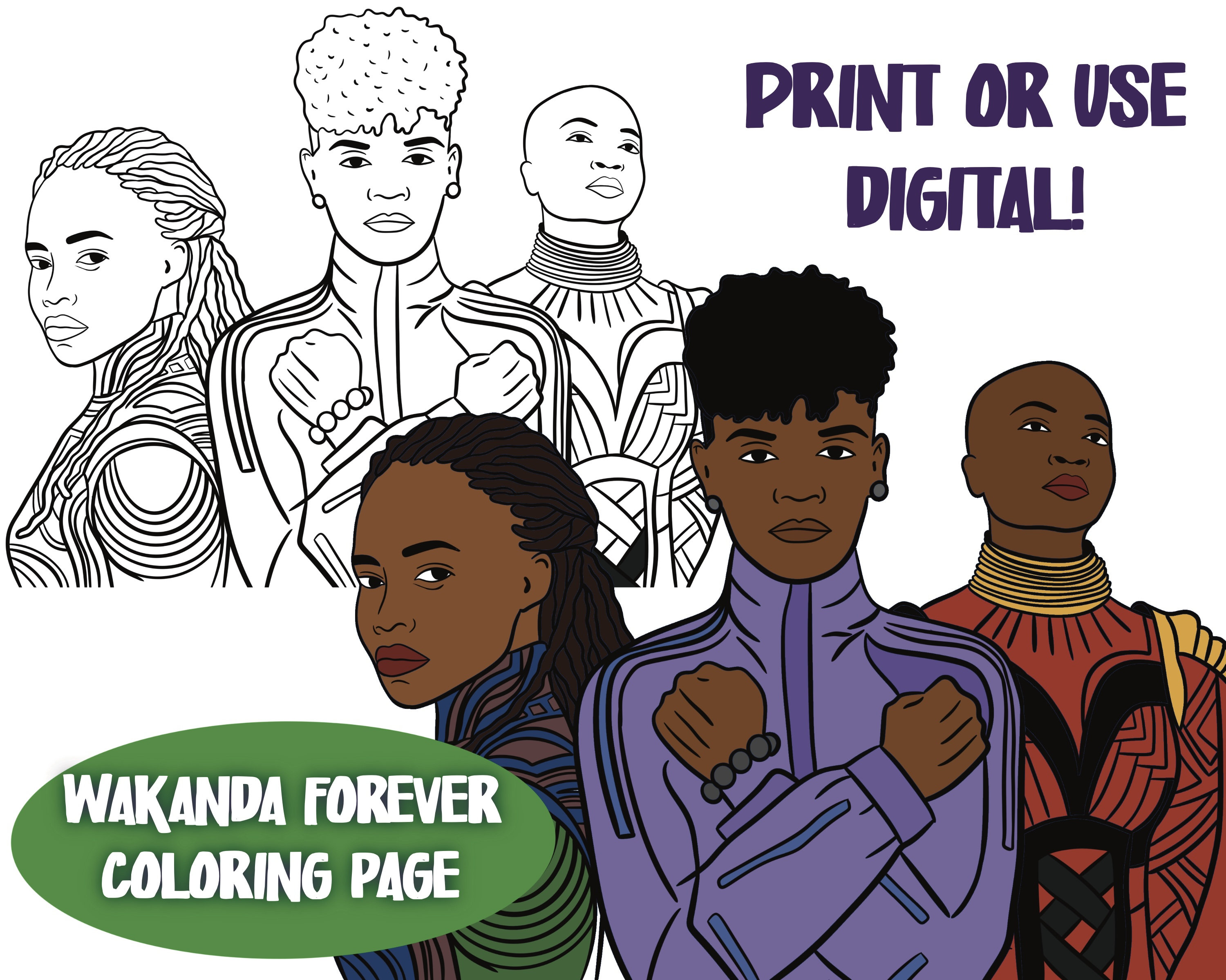 Dibujo de Wakanda forever para colorear - Etsy España