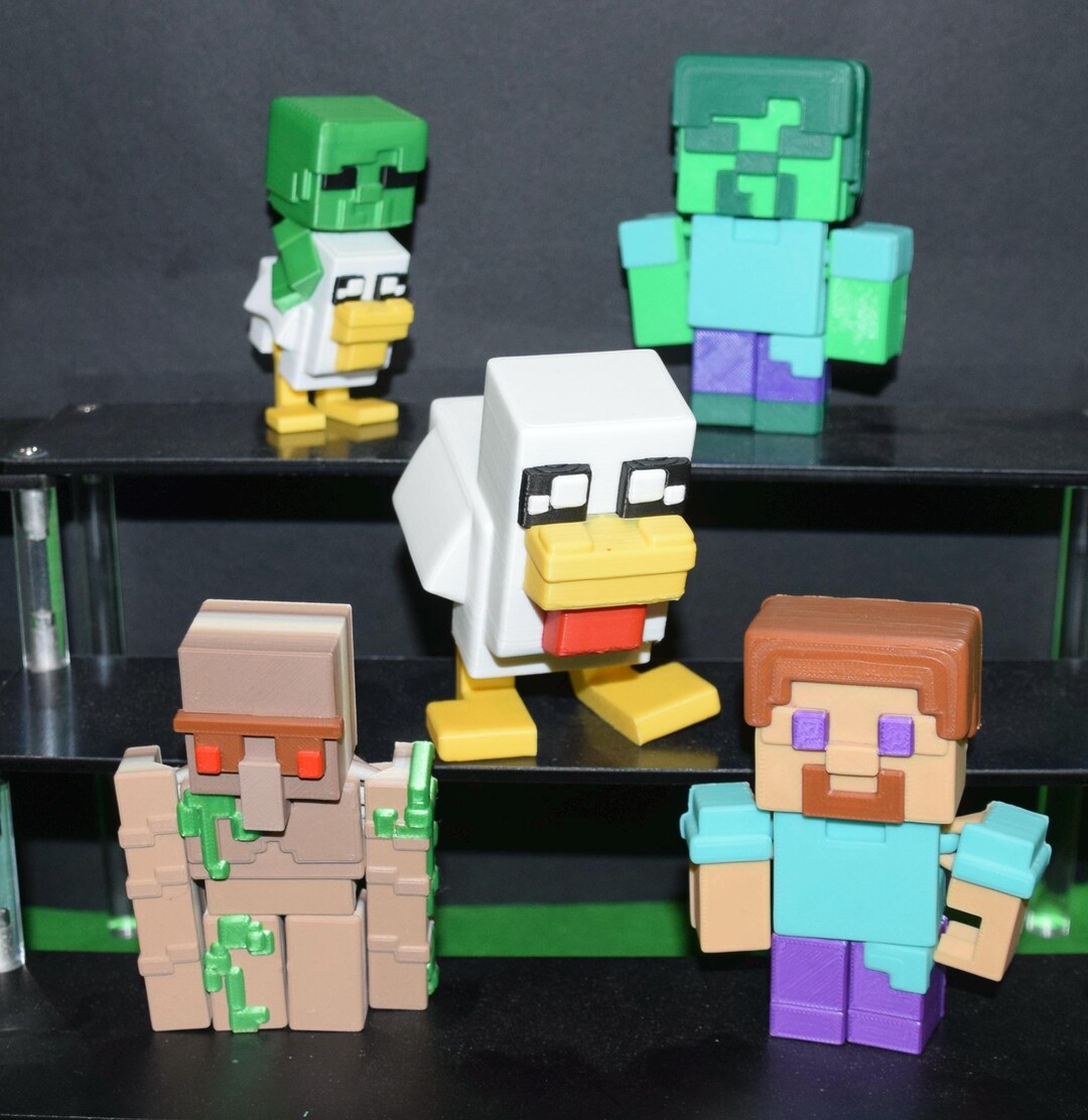 Minecraft-style Steve Chicken Jockey Iron Golem Inspired Flexi Figure ...