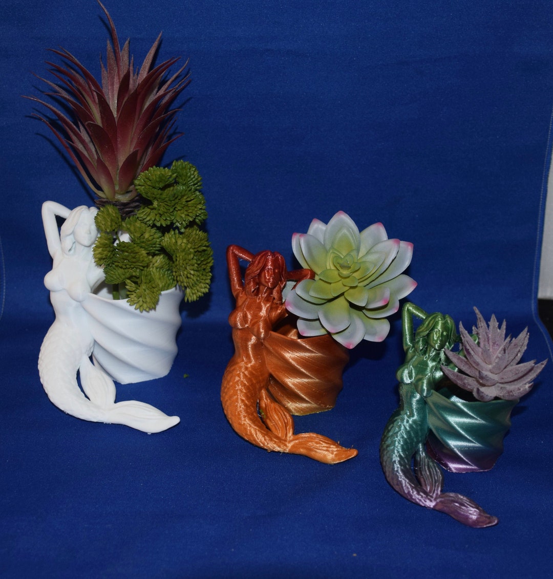 MERMAID Flower Succulent Pot Planter Air Plant Figure 3D Printed USA - Etsy