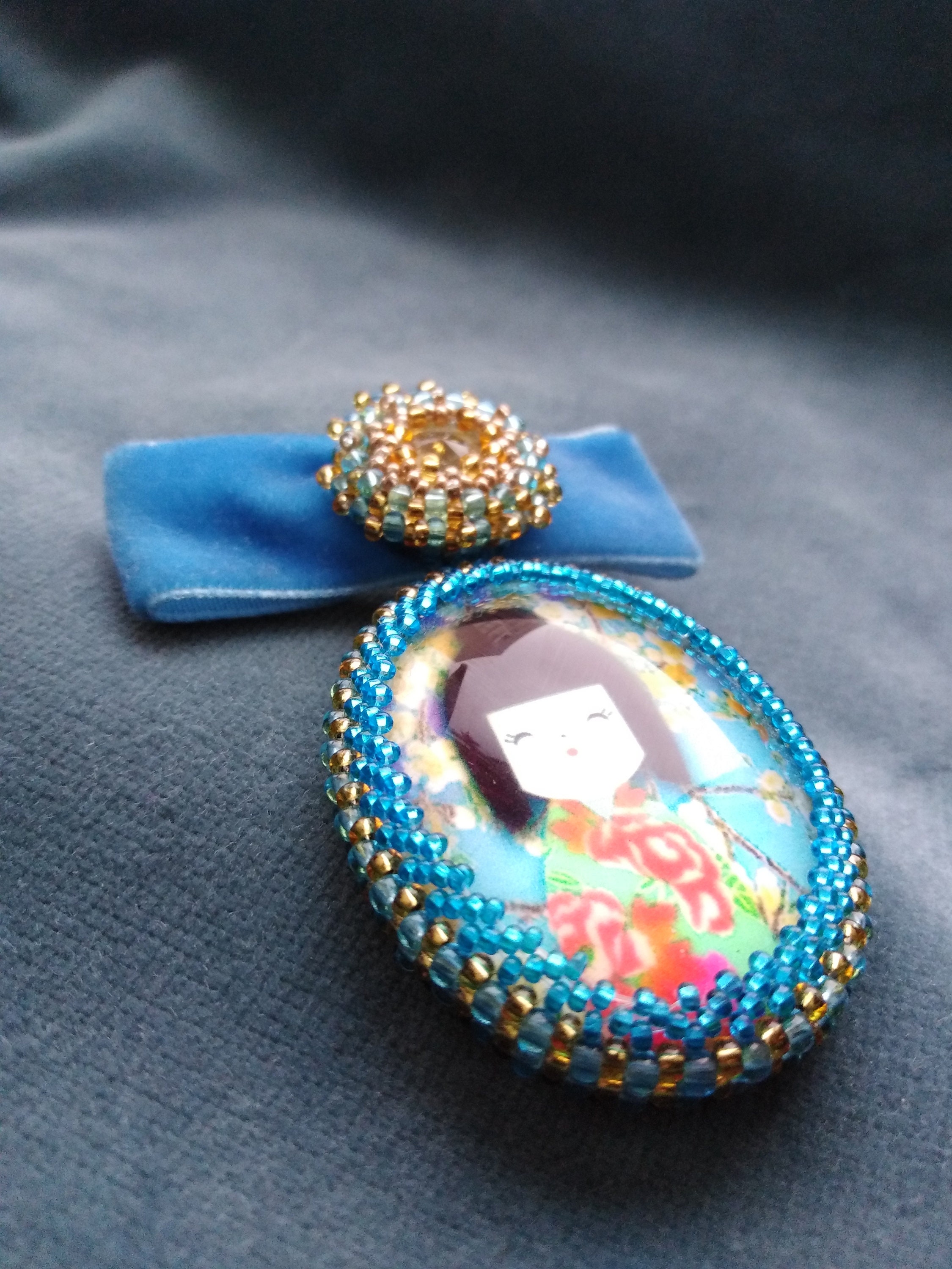 Geisha Brooch . Handmade Brooch. Bead Brooch. Geisha Clip In. - Etsy UK