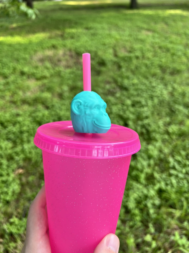 3D Printed Monkey Straw Topper: Party Cup Charm - Etsy