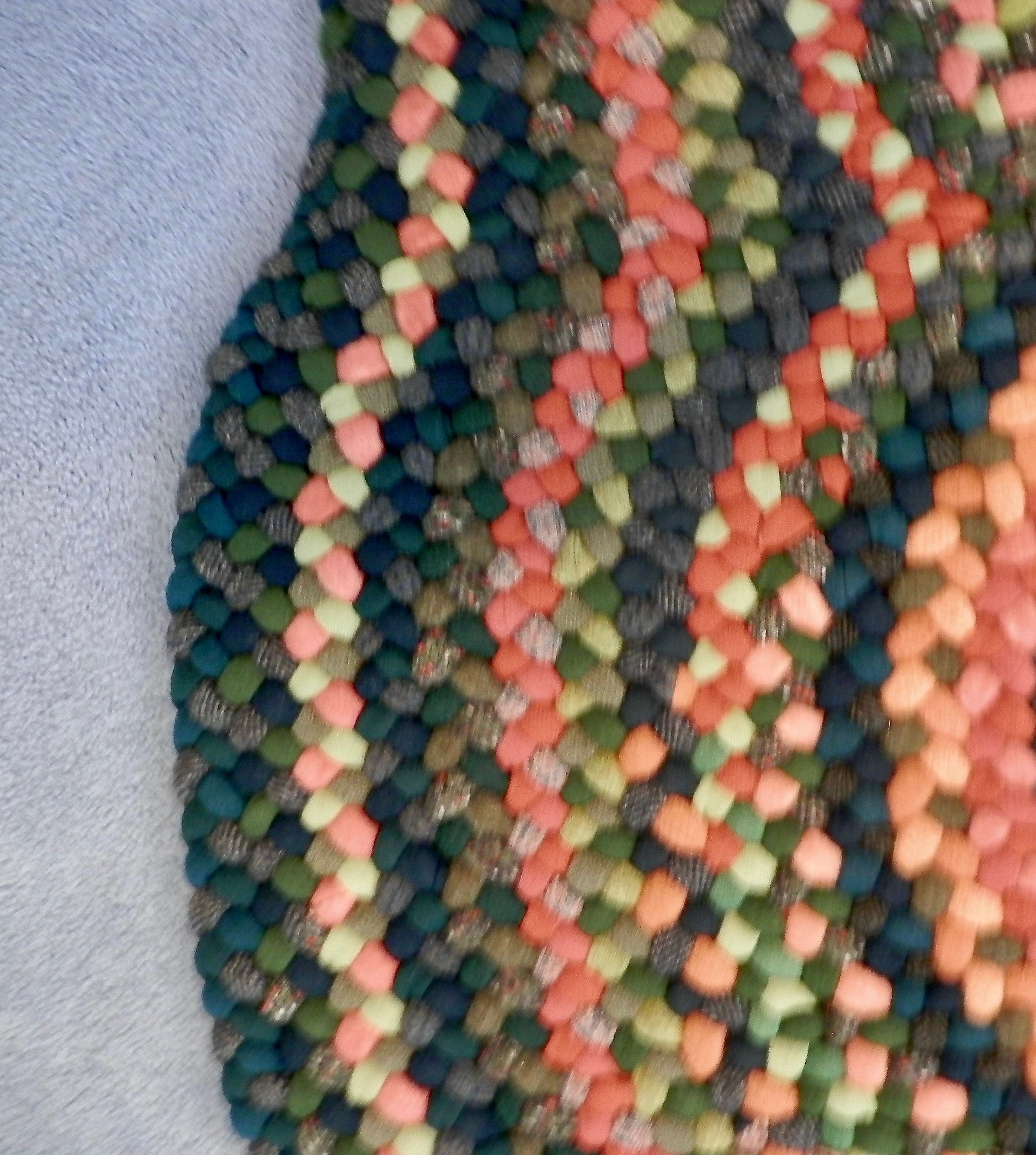 Braided Rug, Hand Braided, Free-form Shape, 40 X 46 In., Orange and ...