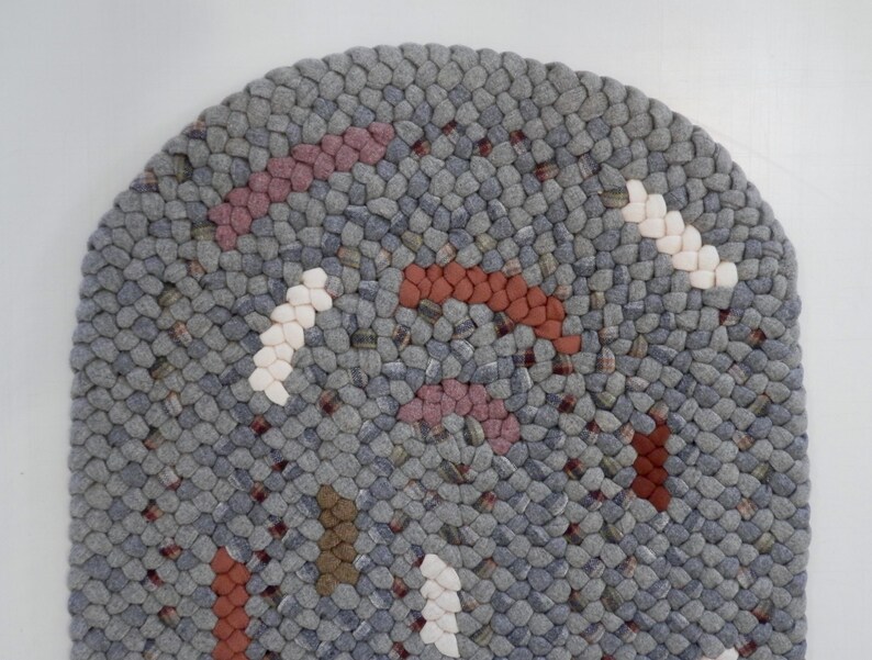 Braided Rug, Hand Braided, One of a Kind, Gray Multi Color, Oval, 22 X ...