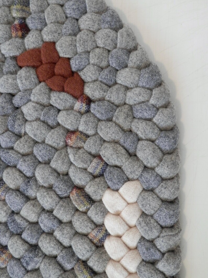 Braided Rug, Hand Braided, One of a Kind, Gray Multi Color, Oval, 22 X ...