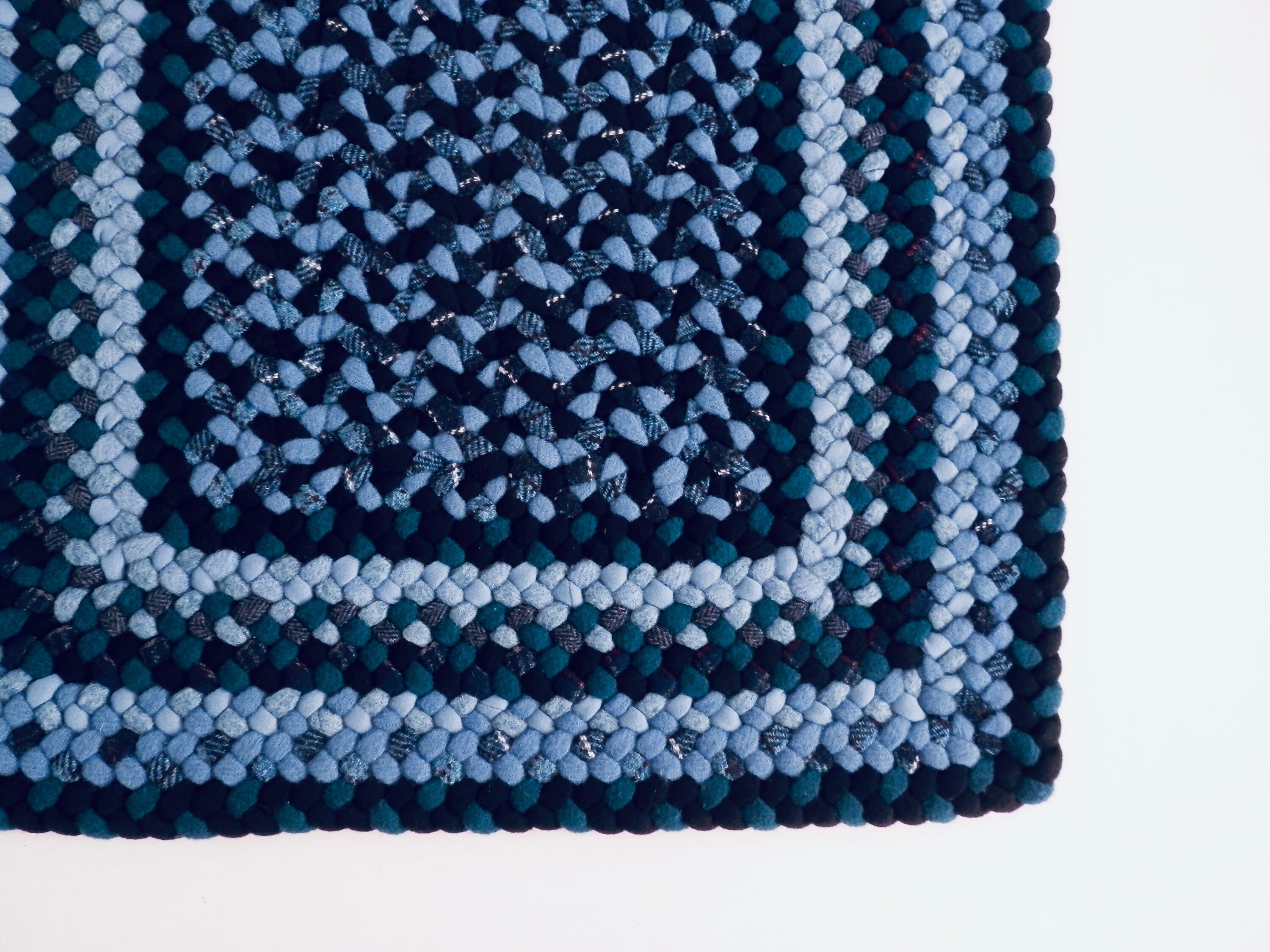 Braided Rug, Hand Braided, One -of-a-kind, 100% Wool Repurposed Fabric ...