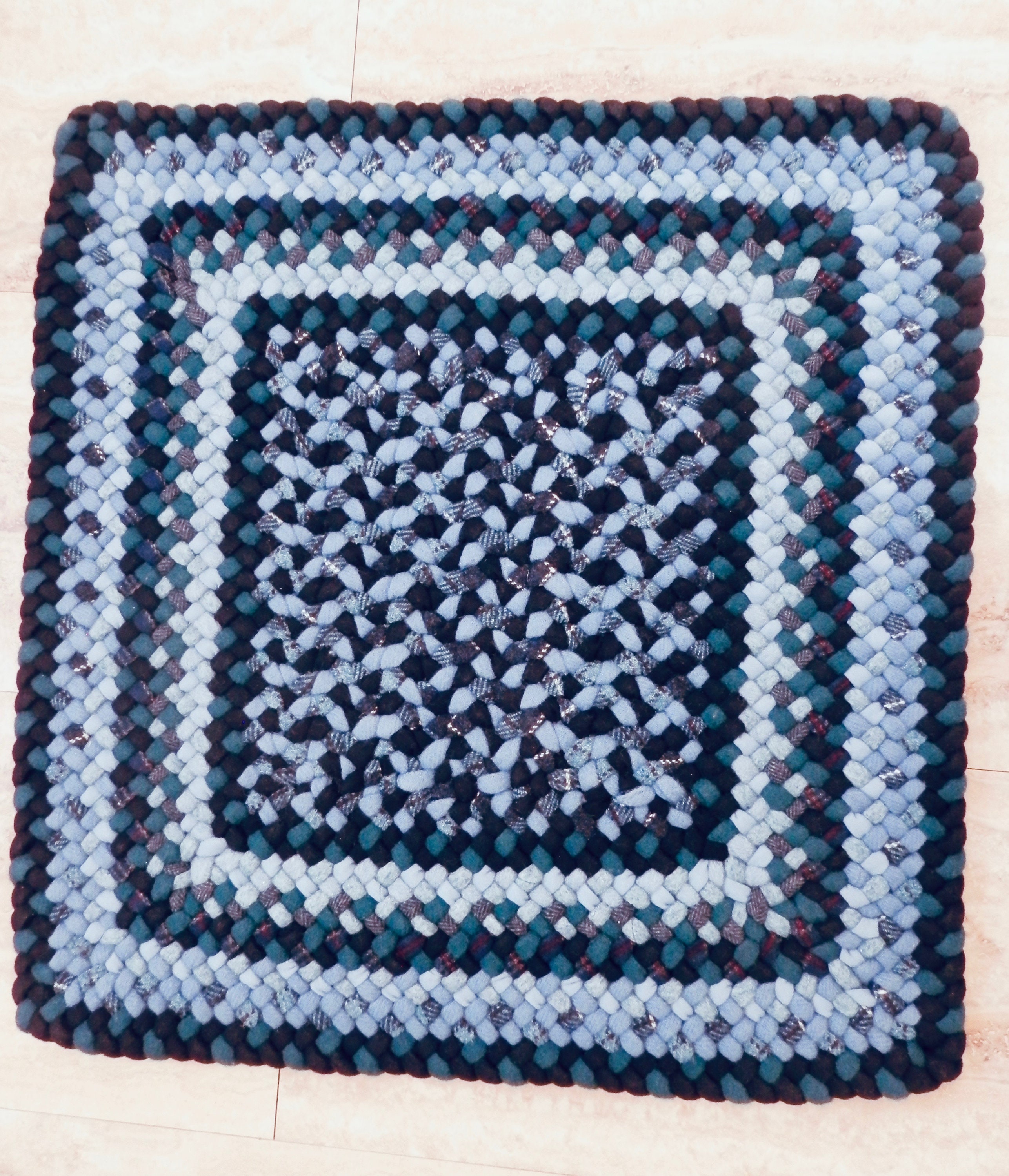 Braided Rug, Hand Braided, One -of-a-kind, 100% Wool Repurposed Fabric ...