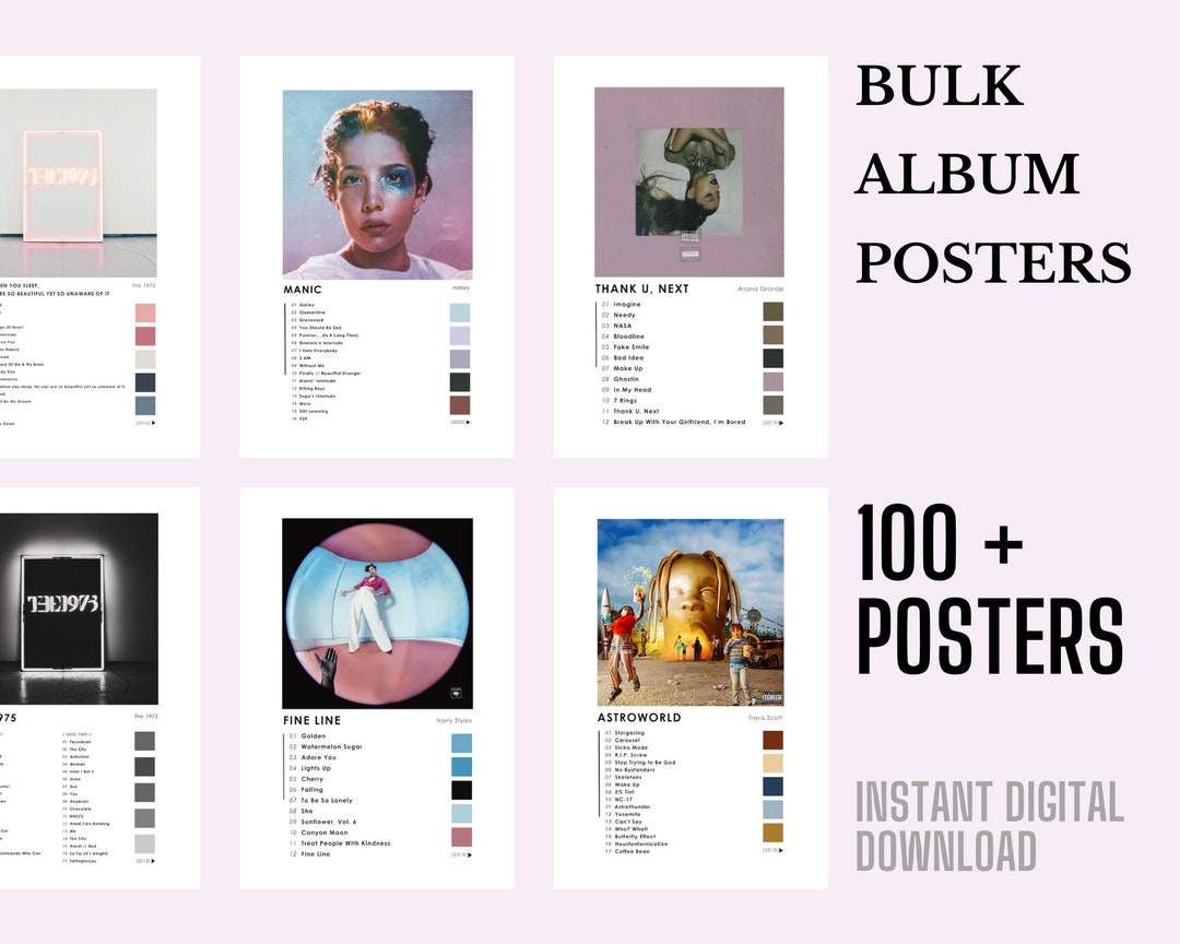 100 BULK Music Album Posters Digital Download Prints Wall - Etsy