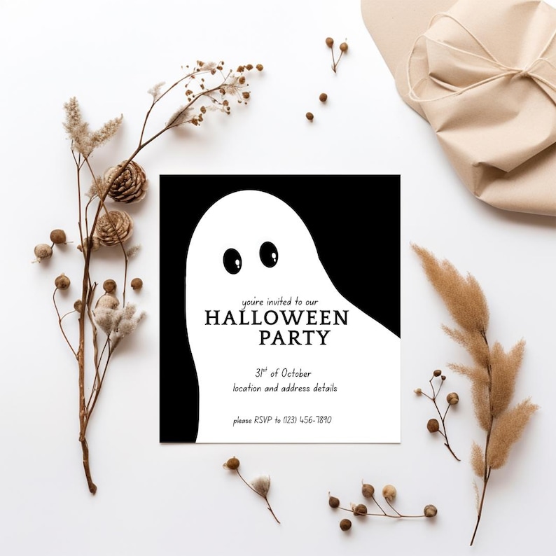 Halloween Party Invitation Template | Printable Spooky Fall Invite ...