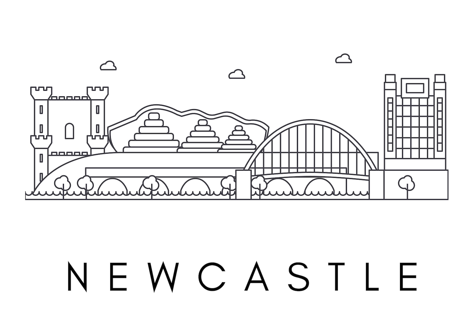 NEWCASTLE SKETCH PRINT A4 and A5 | Etsy