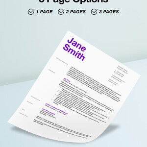 Resume Template With Cover Letter and References for Word and Pages ...