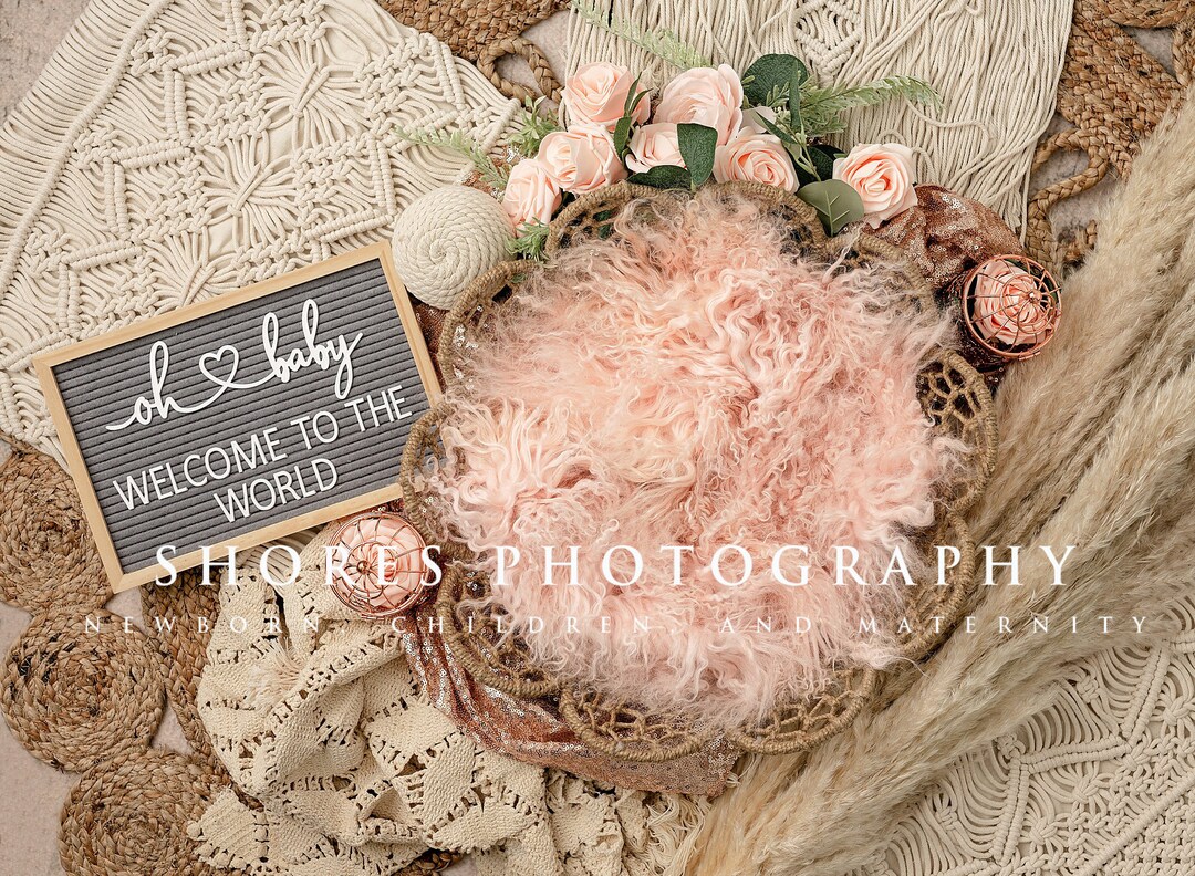 Newborn Boho, Newborn Digital Backdrop, Digital Newborn Backdrop, Boho ...
