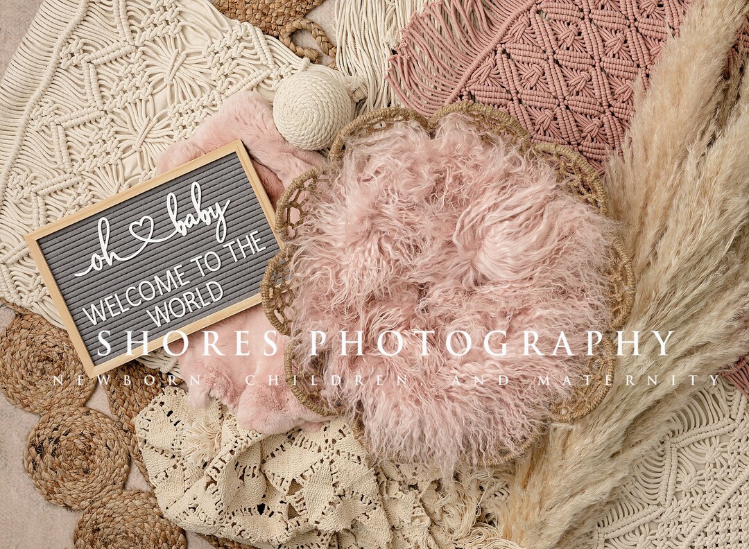 Newborn Boho, Newborn Digital Backdrop, Digital Newborn Backdrop, Boho ...
