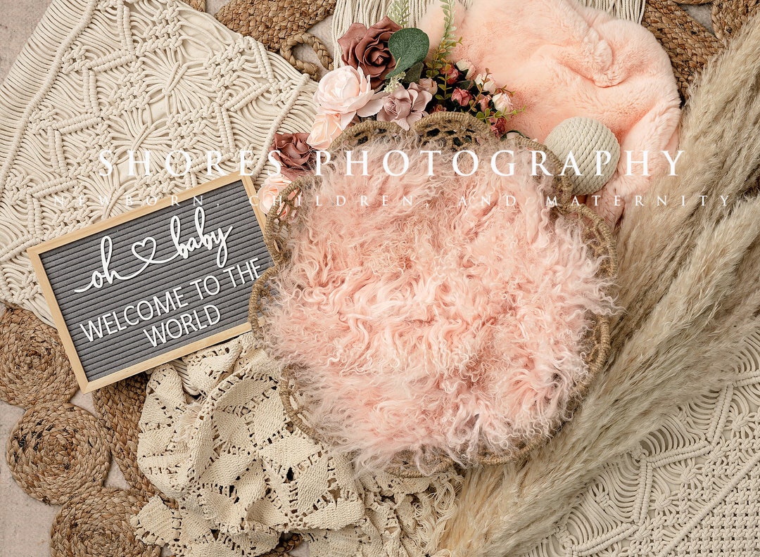 Newborn Boho, Newborn Digital Backdrop, Digital Newborn Backdrop, Boho ...