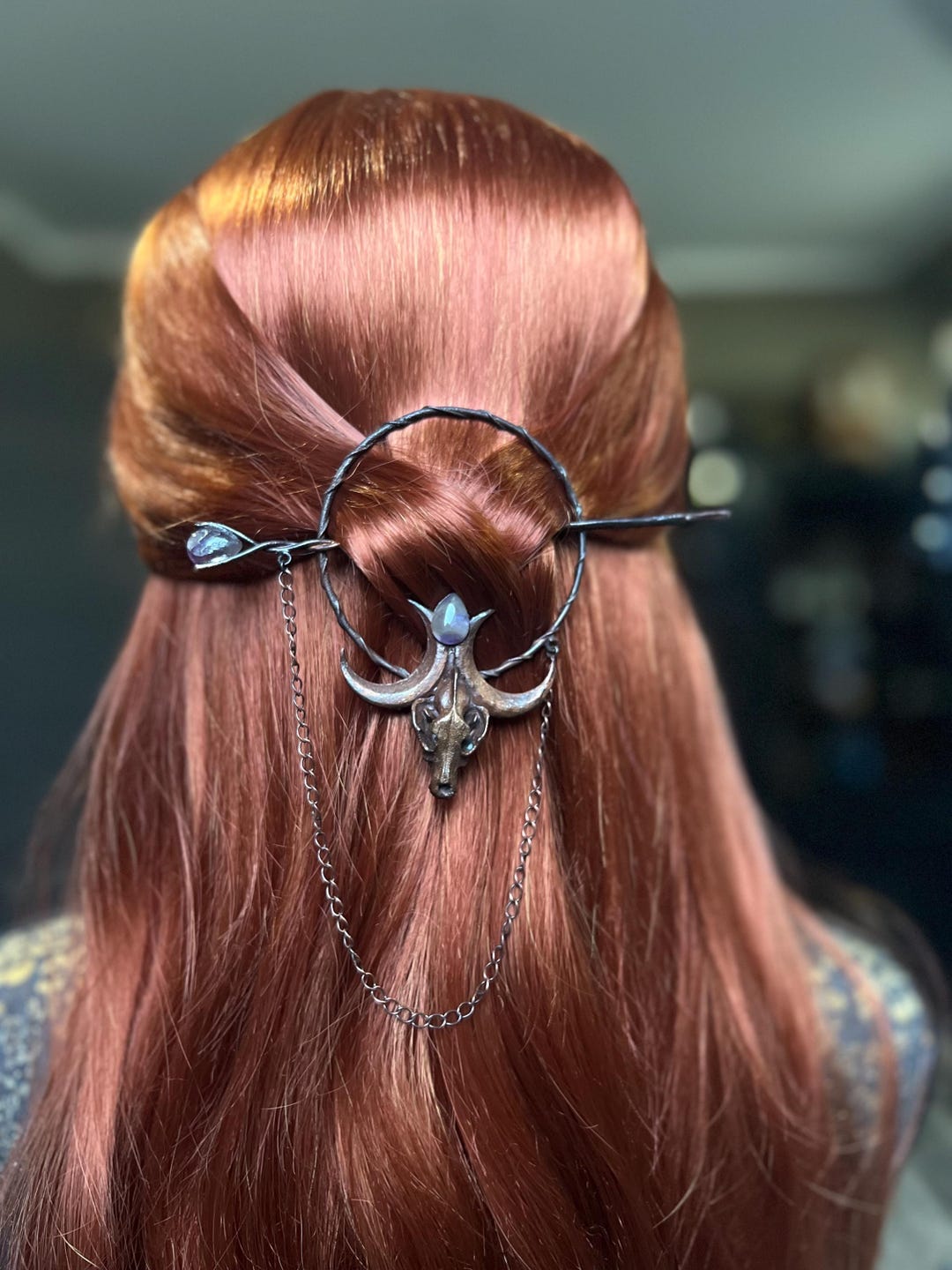 Original Hairpin With Skull, 3D Print and Amethyst, Fairy and Witchy ...