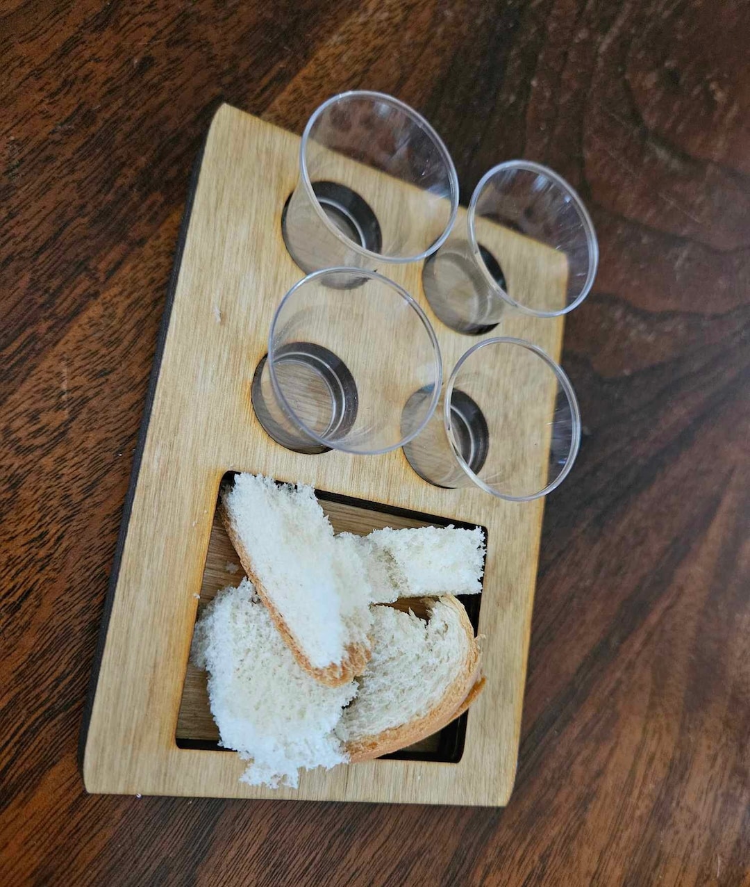 4 Cup Sacrament/communion Tray & Cups, Wooden Sacrament Tray, at Home ...