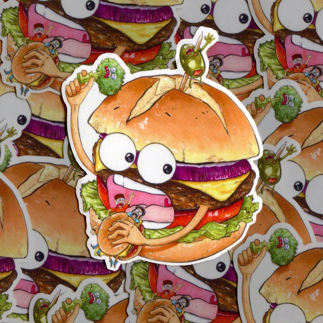 Cheeseburger Decal Sticker Eating Humans // Decal, Vinyl Waterproof ...