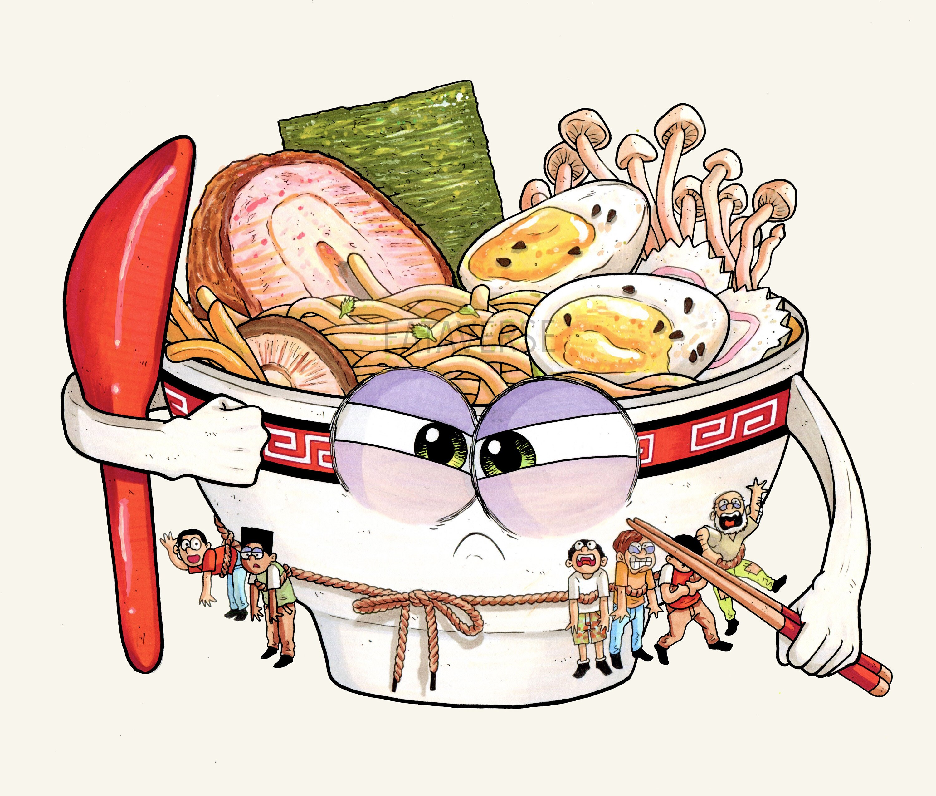 Ramen Master Art Print // Illustrated Wall Art, Original Character ...