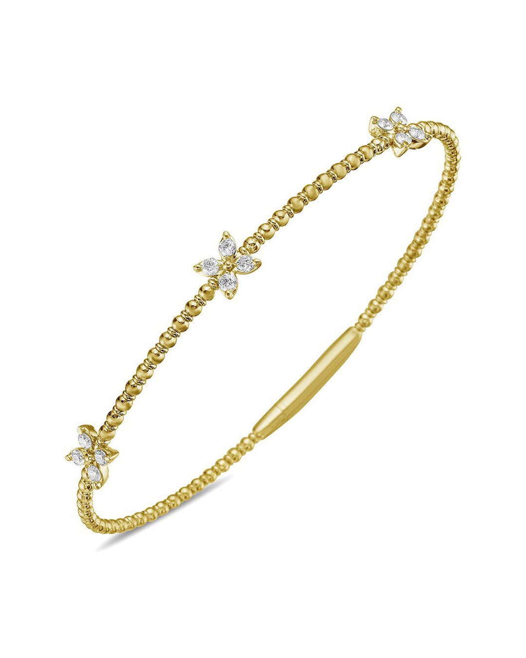 Flower Station Flexible Diamond Bangle 14k Gold - Etsy