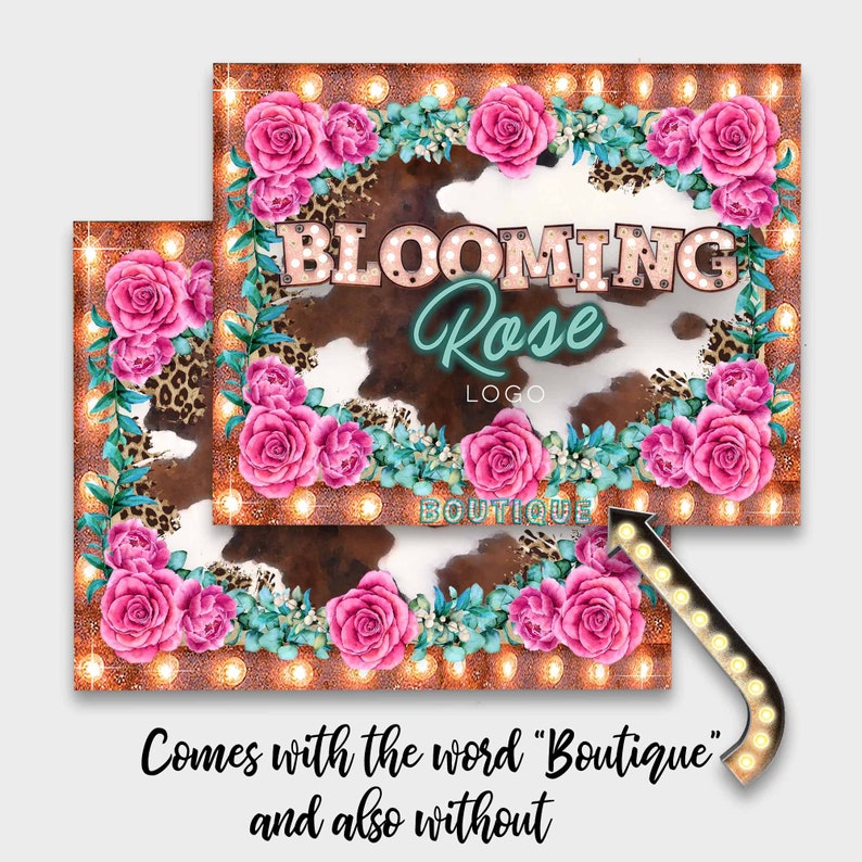 Boutique Logo Western Logo Roses Logo Cowhide Logo Rustic - Etsy
