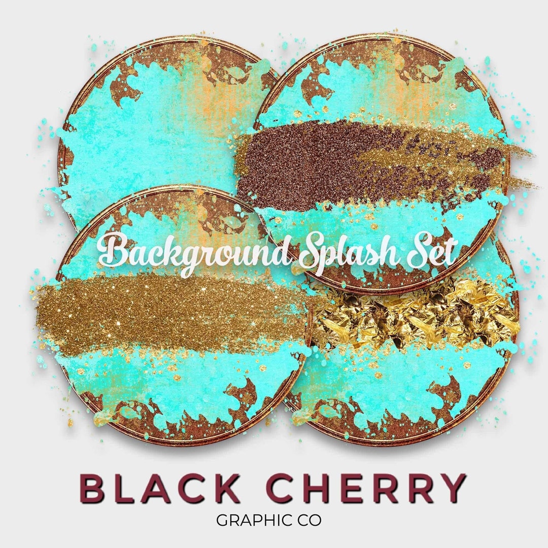 Teal Digital Frame Set, Background Splash Set, Sublimation Frames PNG ...