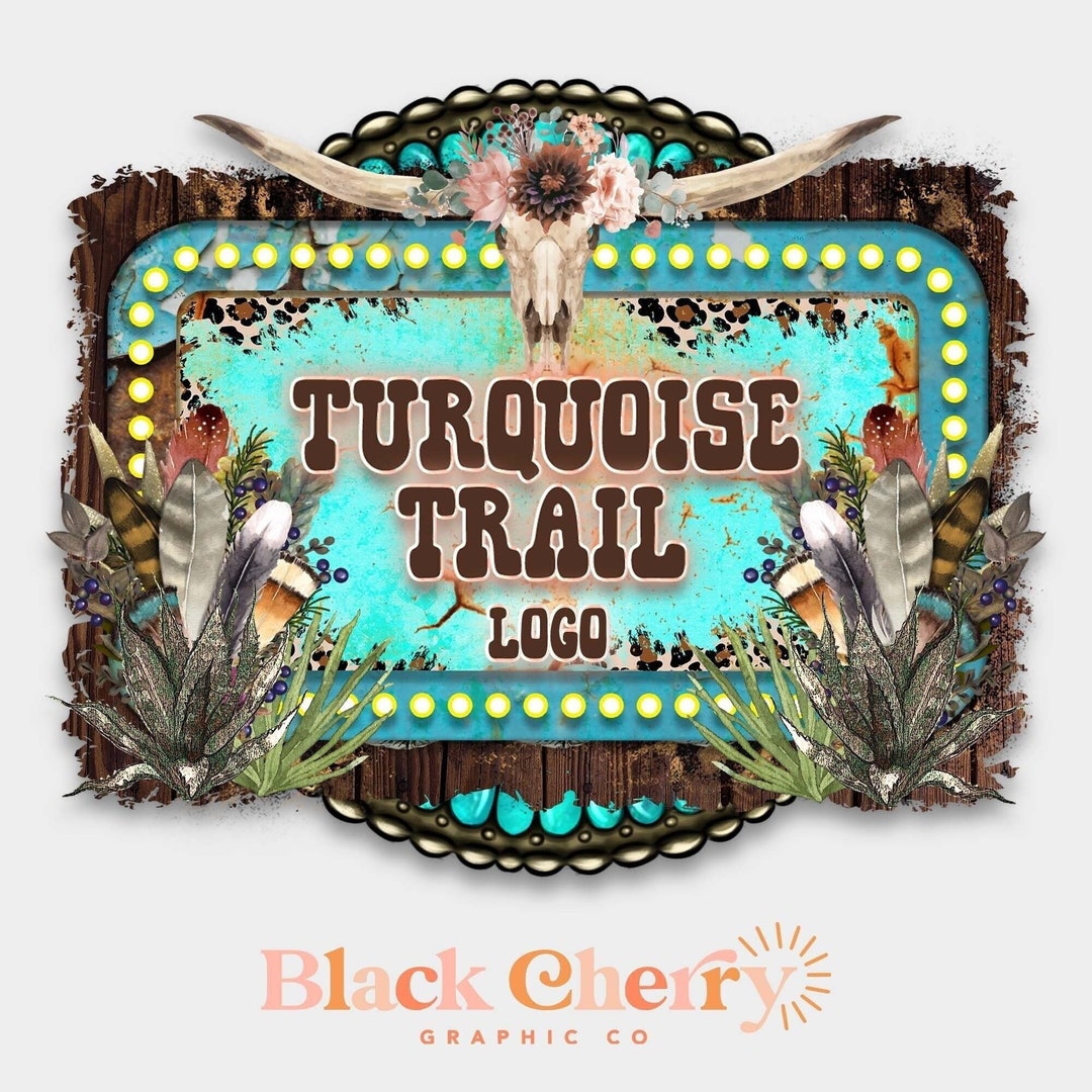 Turquoise Trail Western Boutique Logo: Blank Rustic Bull Skull & Cactus ...