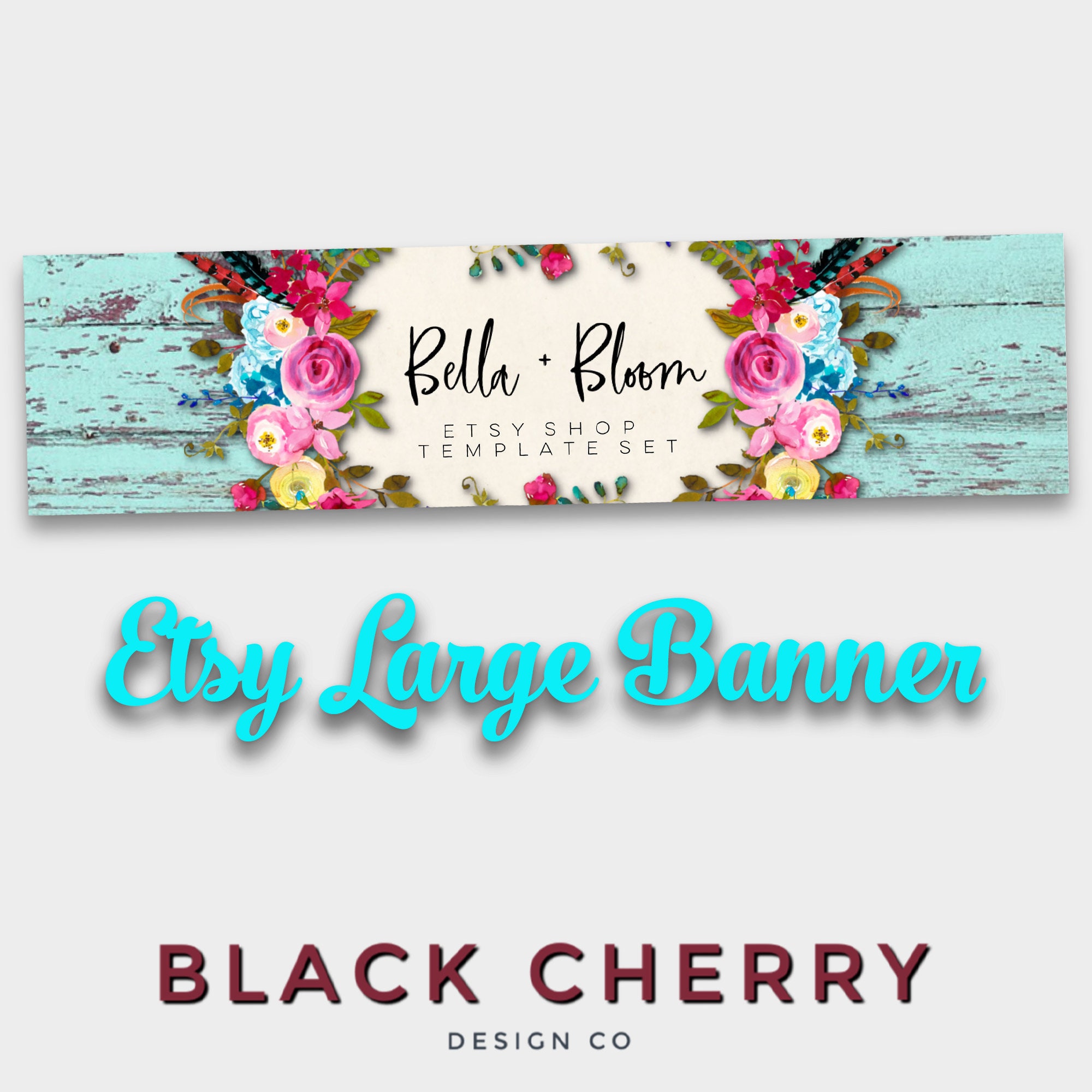 Floral Etsy Banner Set: Boho Rustic Shop Cover & Icon Branding Kit (DIY ...