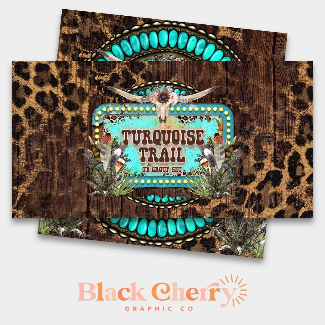 Rustic Western Facebook Group Banner Set: Blank Turquoise, Leopard ...