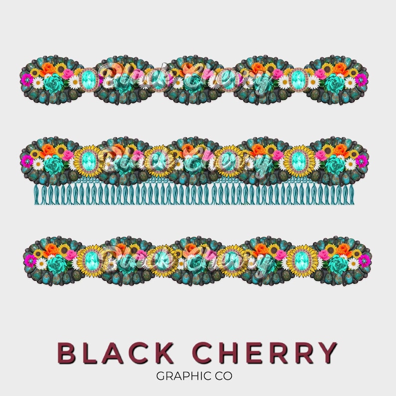 Turquoise Borders Floral Borders Fringe Borders Western - Etsy