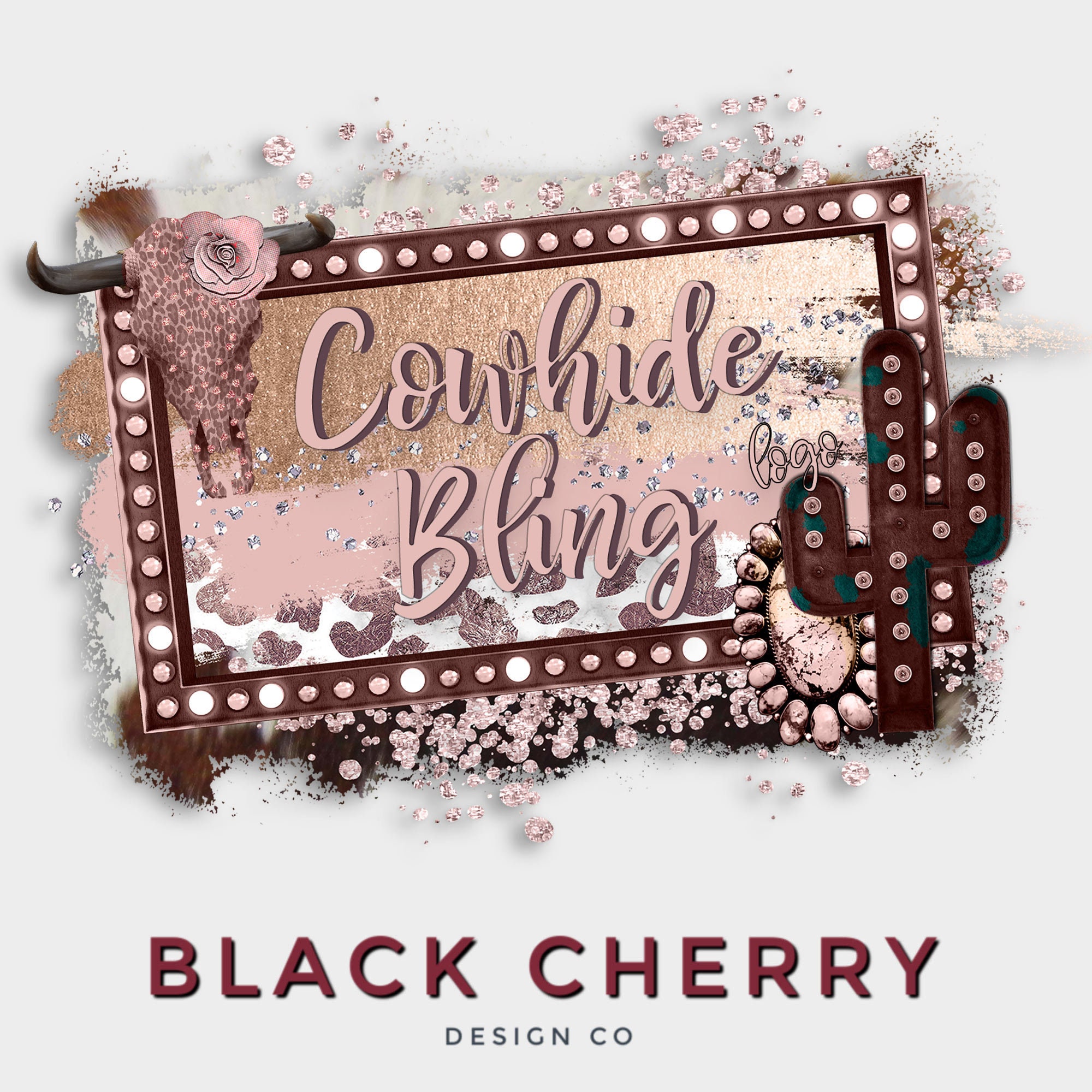 Western Boutique Logo Cowhide Logo Cactus Western Logo - Etsy