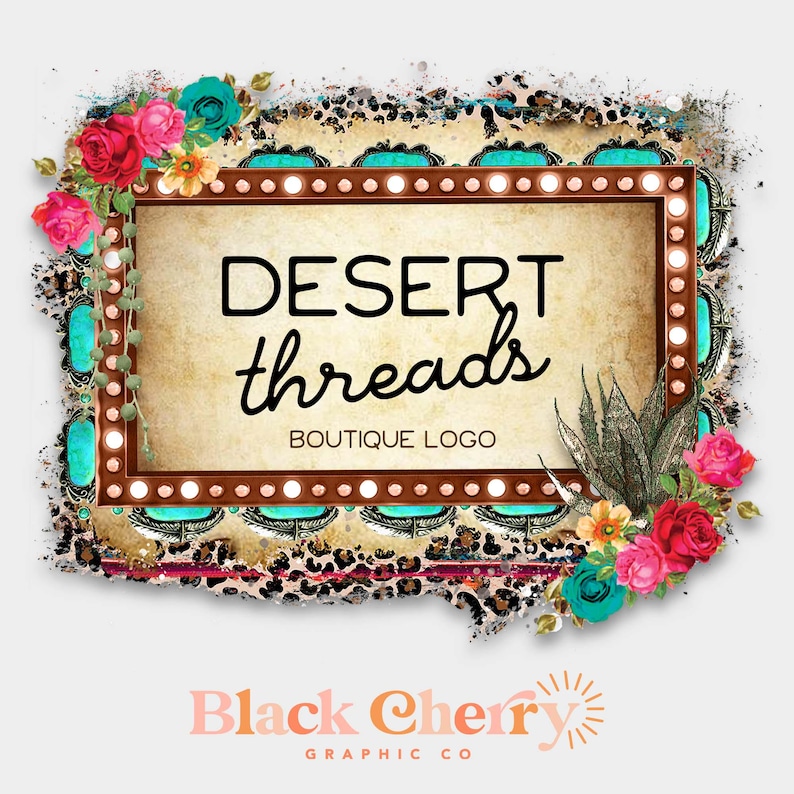 Turquoise Cactus Logo Design: Rustic Western Boutique Branding (PNG ...