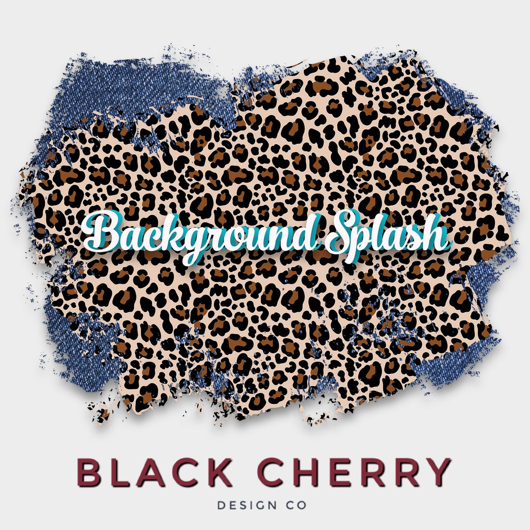 Boho Denim Leopard Print Splash: PNG Background Design (digital ...