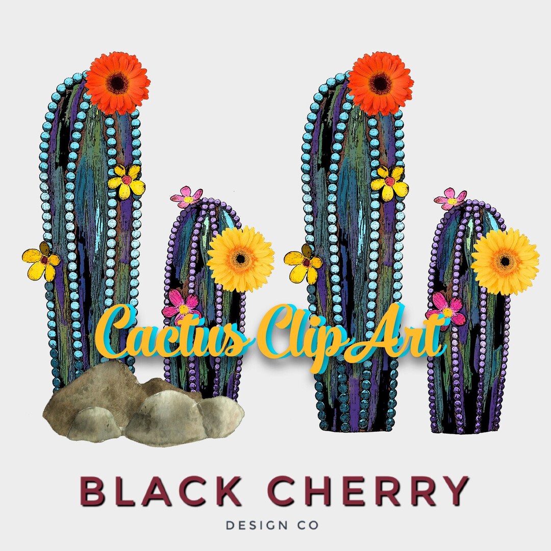 Funky Cactus PNG Clipart, Set of 2 Clipart PNG Cacti, Instant Digital ...
