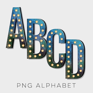 Blue Metal Marquee, Marquee Alphabet, Marquee Letters, Western Alphabet ...