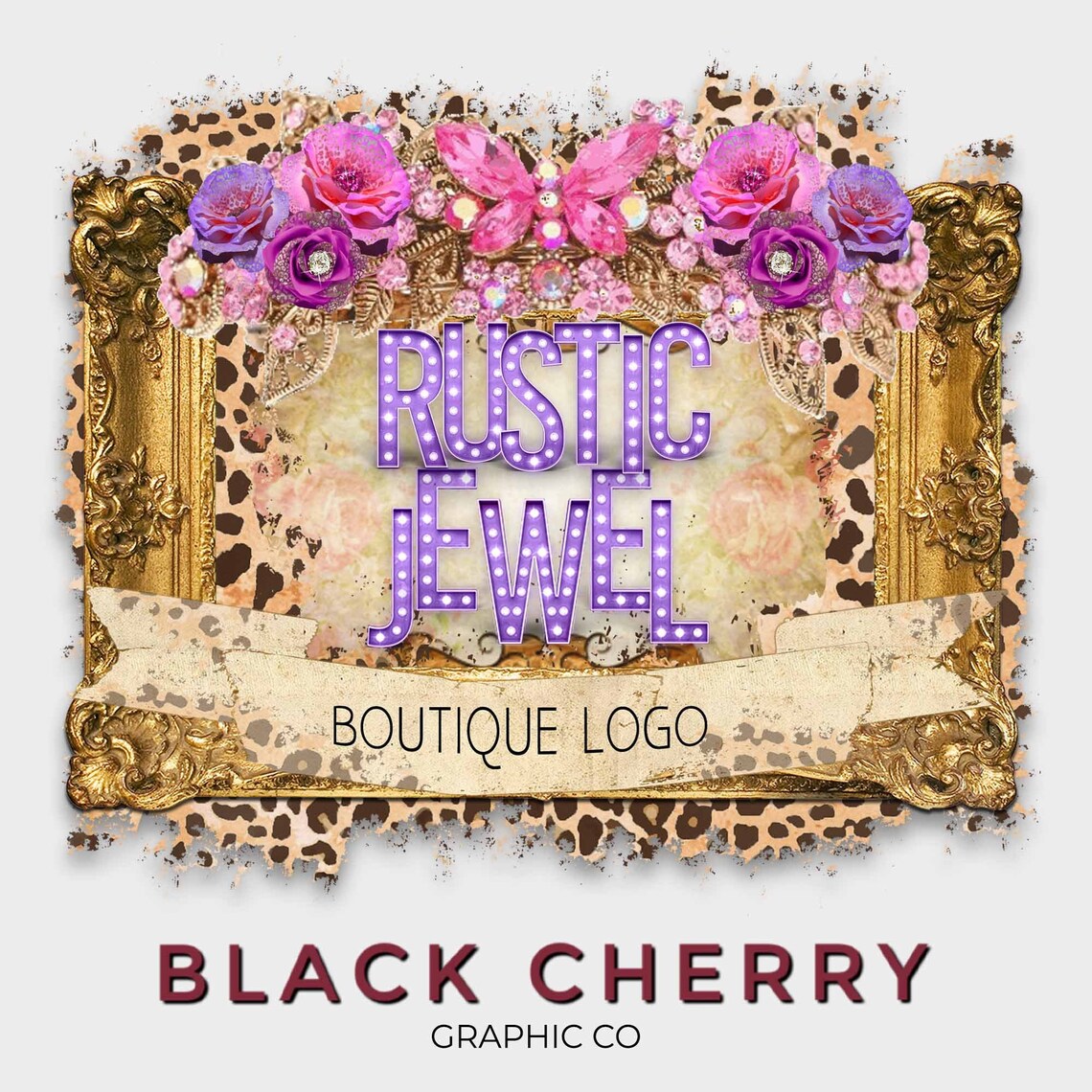 Boutique Logo Western Logo Rustic Logo Leopard Floral Logo - Etsy