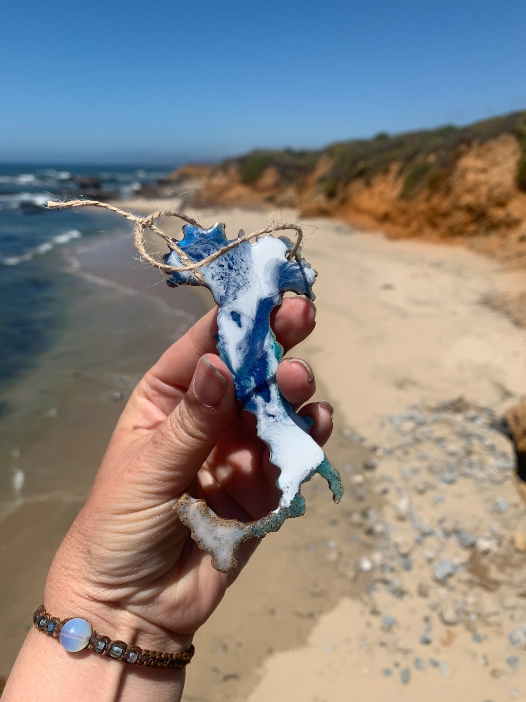 Italy Ornament: Resin Ocean Waves and Real Sand, Country Christmas ...