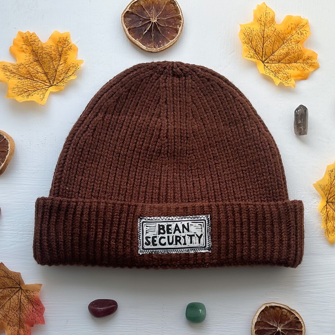 Bean Security Beanie, Lino Printed, Handmade - Etsy