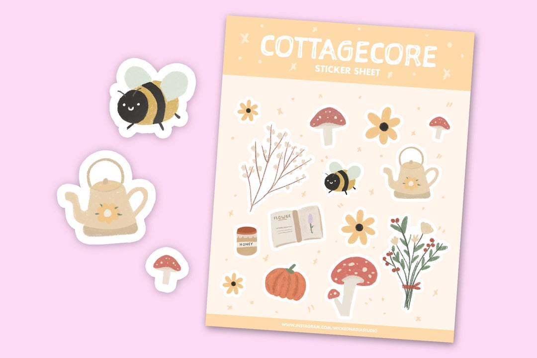 Cottagecore Sticker Sheet / Stickers, Stationery, Bullet Journal ...