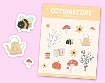 Cottagecore Stickers Sheet Perfect for Planner & Bullet Journal Laptop ...