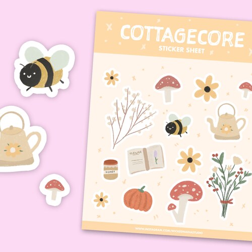 Cottagecore Sticker Sheet Planner Stickers Bullet Journal - Etsy