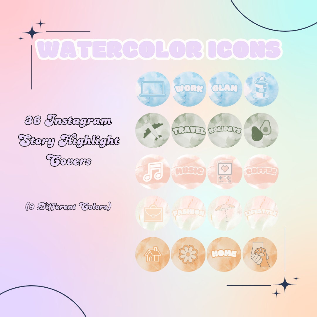Insta Highlight Covers Watercolor Kawaii, Retro Story Icons, Pop Art ...