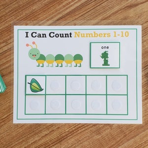 Caterpillar Ten Frame Counting Game 1-10 - Etsy