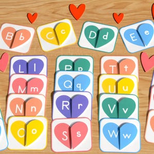 Hearts Uppercase Lowercase Alphabet Matching Cards Preschool Valentine ...
