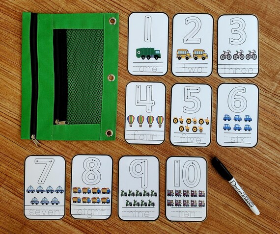 Count and Trace Number Cards - Etsy