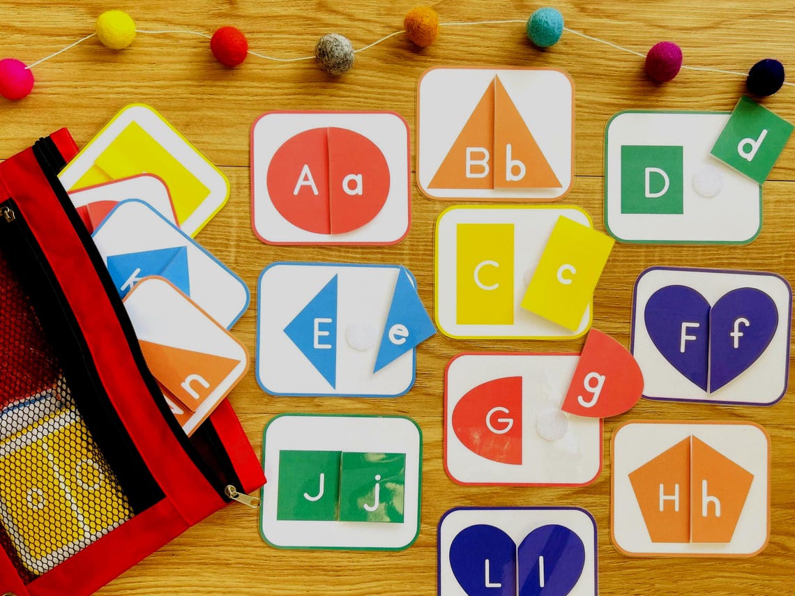 Uppercase Lowercase Alphabet and Shape Matching Cards - Etsy