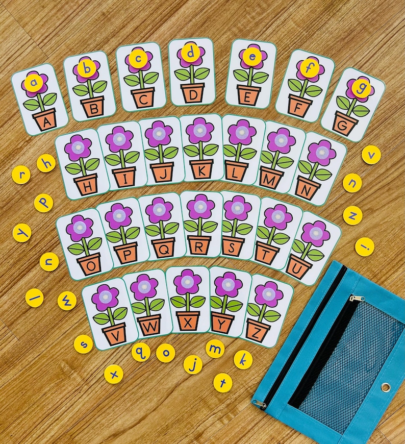 Alphabet Uppercase Lowercase Flower Matching Cards for Toddler ...