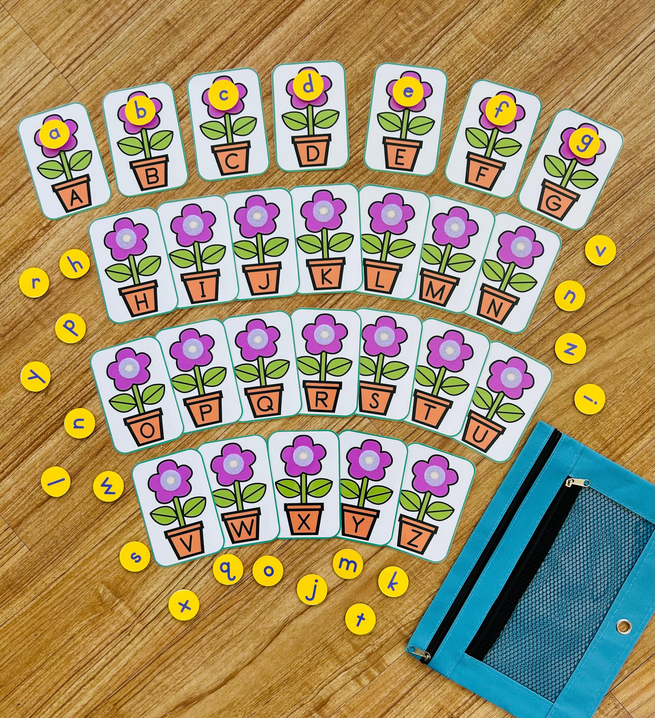 Alphabet Uppercase Lowercase Flower Matching Cards for Toddler ...