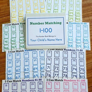 Number Practice Matching 1-100 - Etsy
