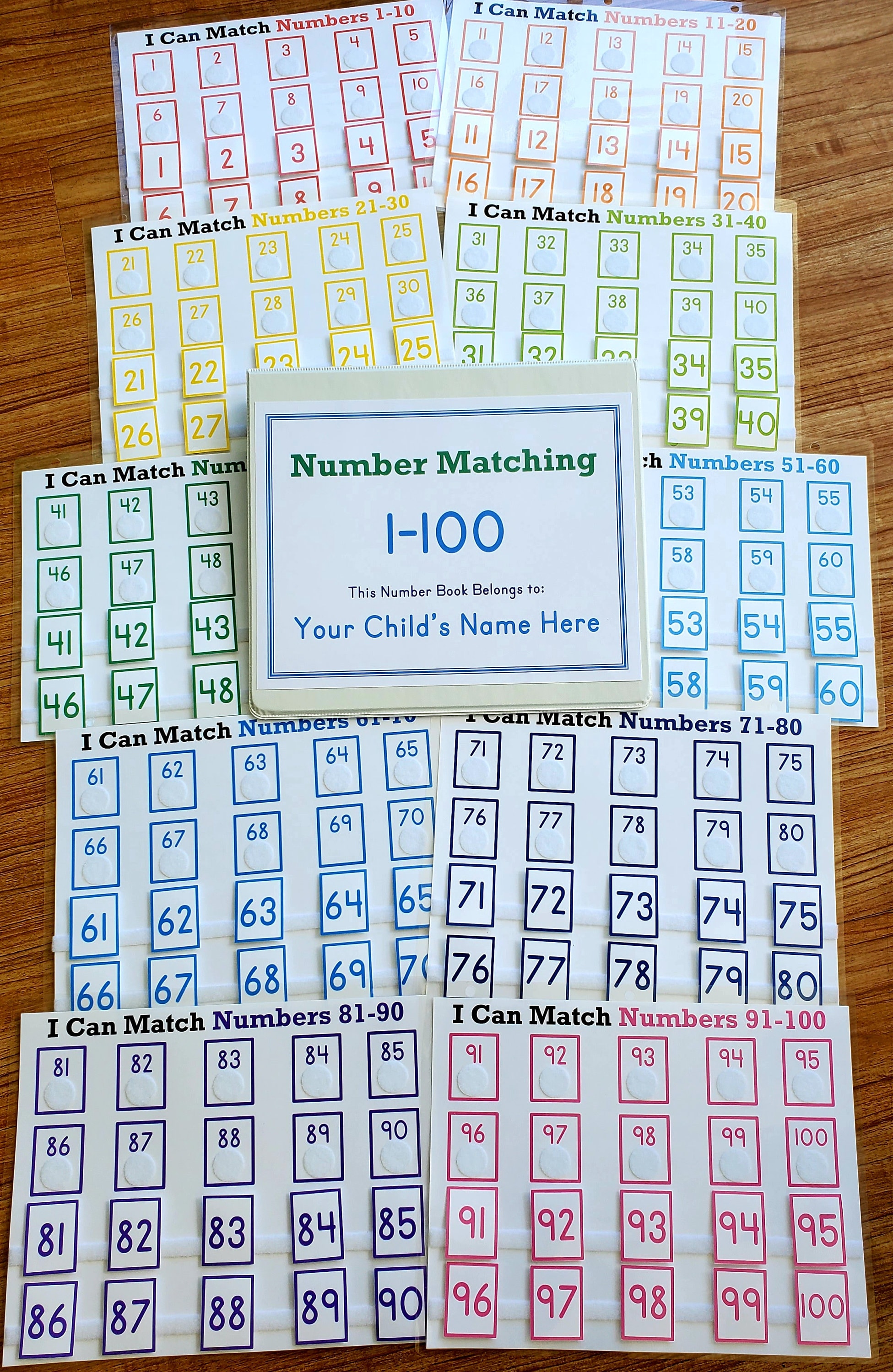 Number Practice Matching 1-100 - Etsy