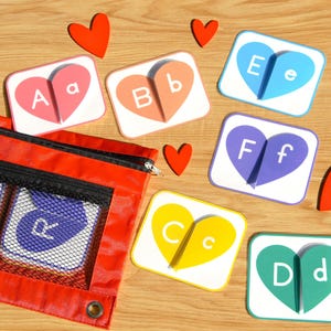 Hearts Uppercase Lowercase Alphabet Matching Cards Preschool Valentine ...